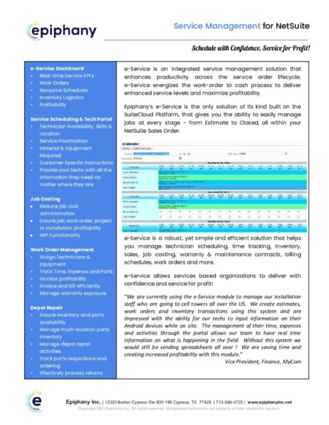 Epiphany Product Datasheets | epiphanyinc.net